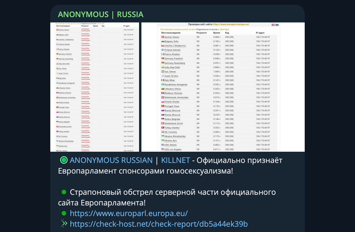 親ロシア派のハクティビストが DDoS 攻撃で EU 議会サイトをダウン - PRSOL:CC